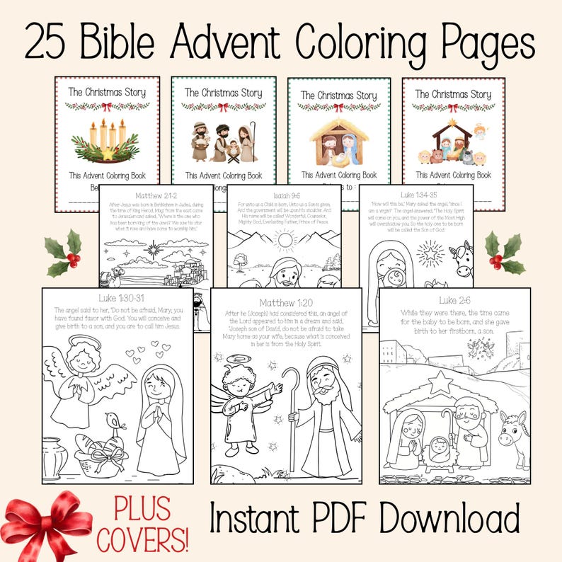 25 Christmas Advent Coloring Pages for Kids, Jesus Themed Advent Pages ...