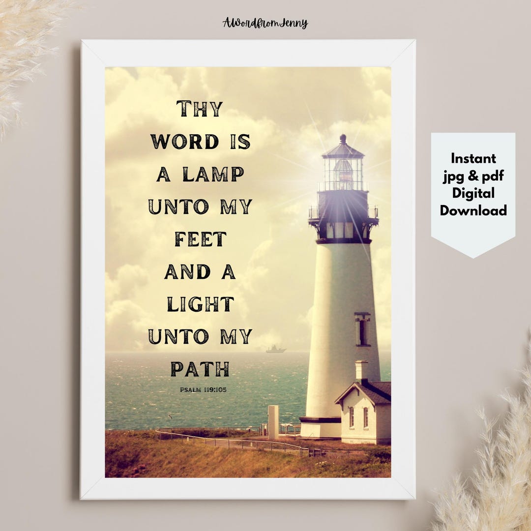 Psalm 119:105 Thy Word is a Lamp Unto My Feet Scripture Wall Art Print ...