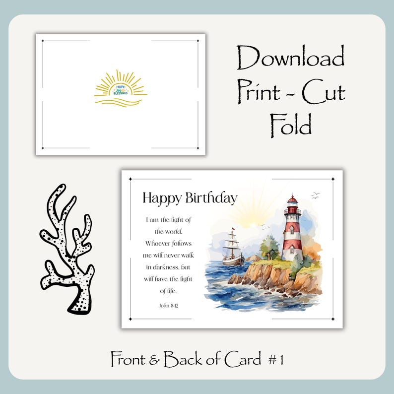 Lighthouse Happy Birthday Cards | Christian Cards for Men | Bible Verse ...