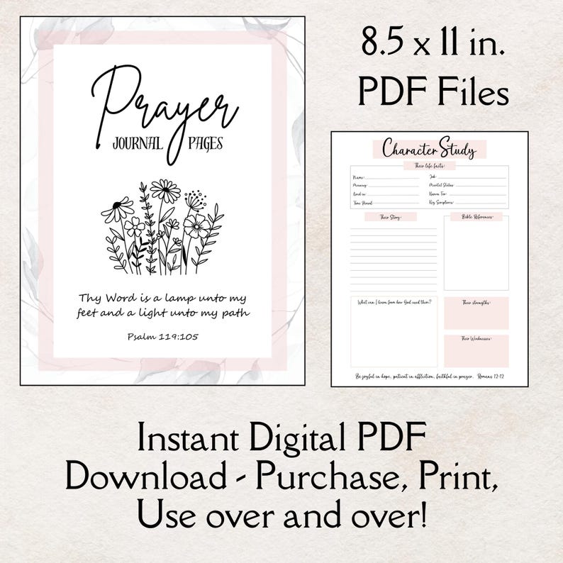 Prayer Journal & Bible Study Printables: Gratitude, Habit Tracker PDF ...