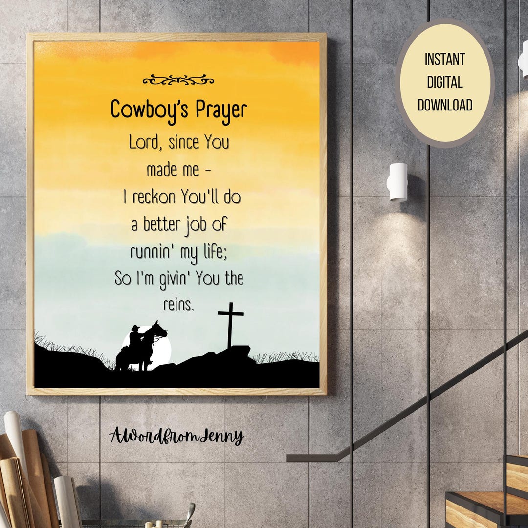 Cowboy's Prayer Christian Print: Inspirational Bible Verse Wall Art ...