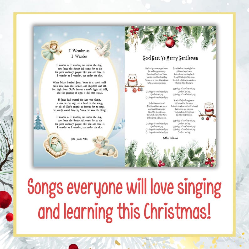Folding Christmas Carols Song Book, Jesus Themed Holiday Music Sheets ...