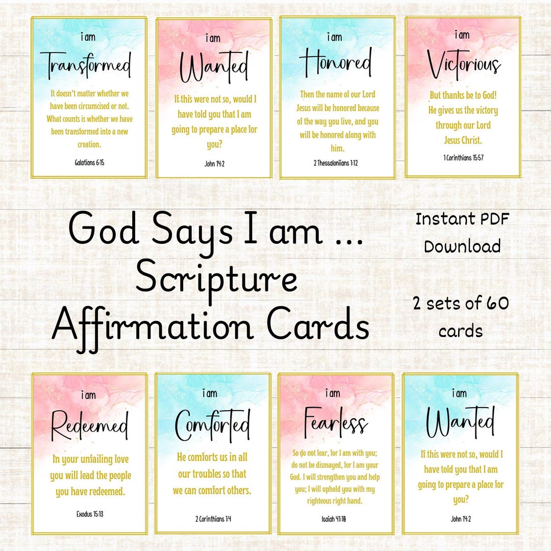 Daily Inspirational Scripture Affirmation Cards, Christian Bible Verse ...