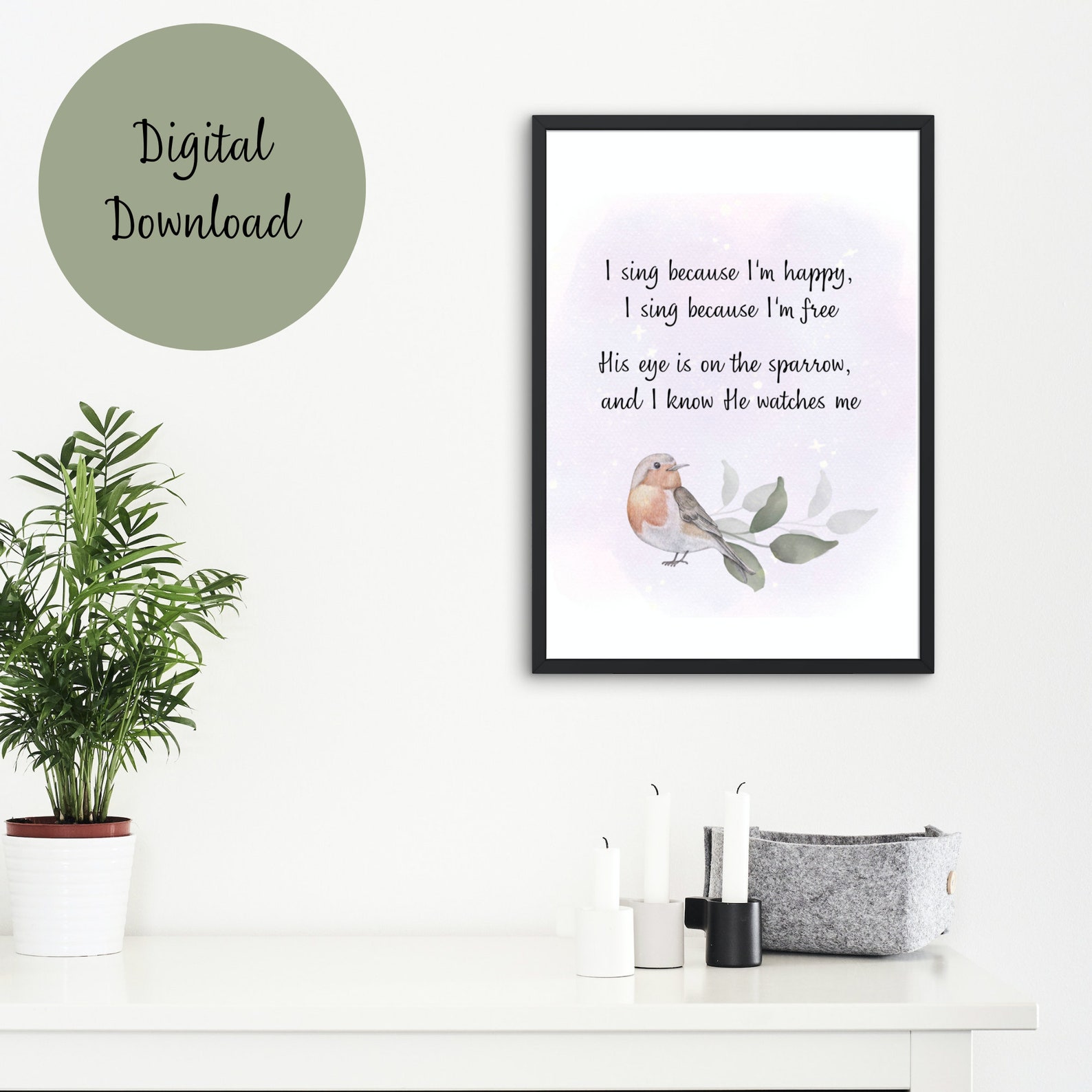 His Eye is on the Sparrow Print: Christian Hymn, Gospel Art (digital ...