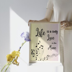 Life is a Song Love is the Music Printable Inspirational Meaningful ...