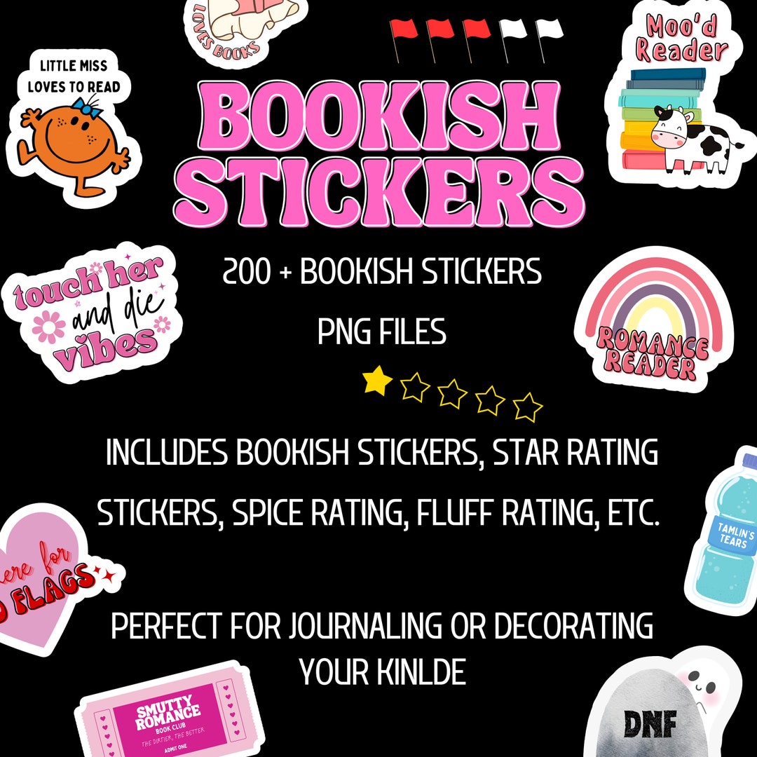Book Lover Stickers Printable Book Doodles Bookish Digital Stickers ...