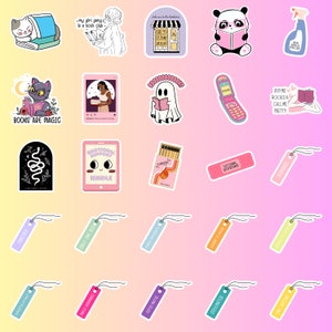Book Lover Stickers Printable Book Doodles Bookish Digital Stickers ...