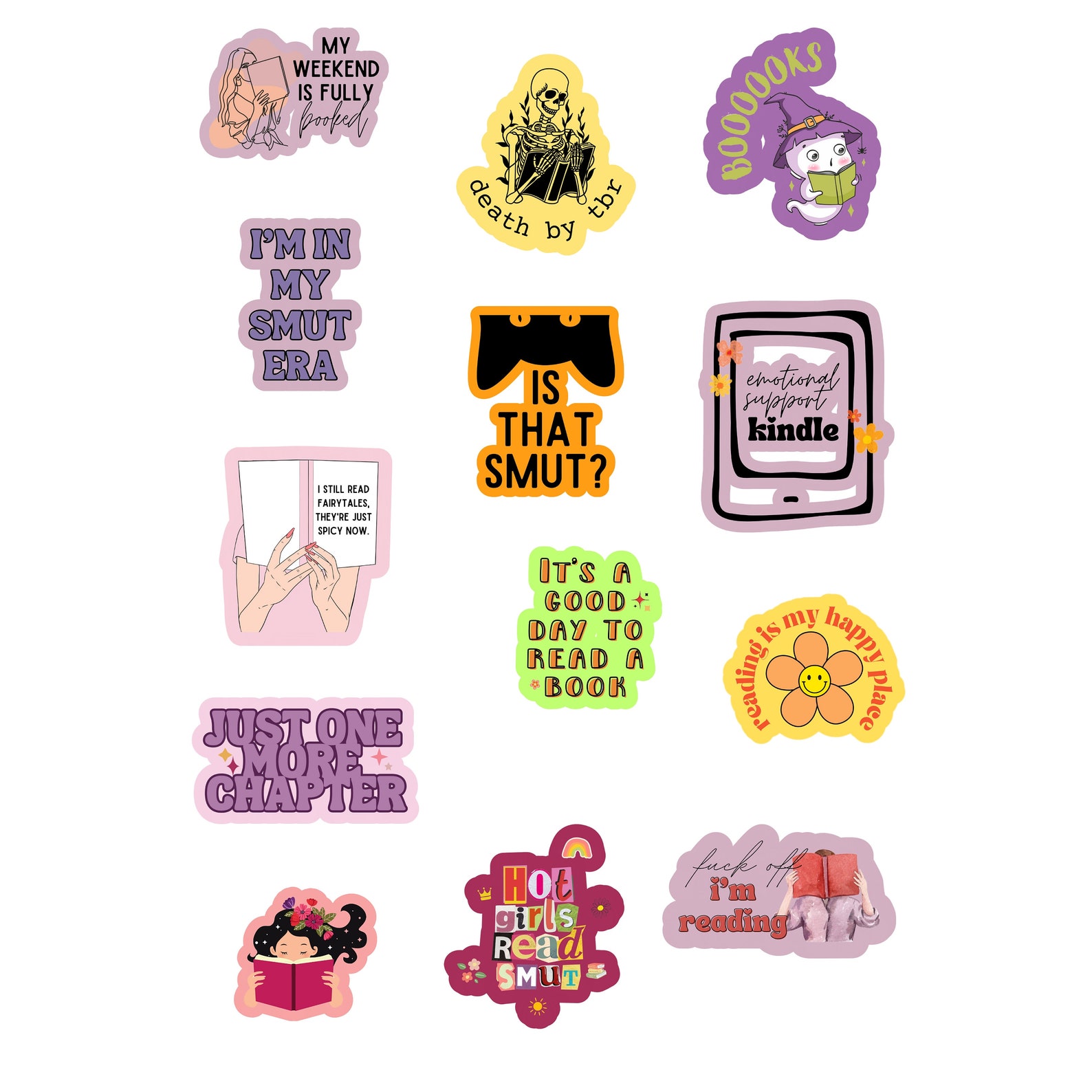 Book Lover Stickers Printable Book Doodles School Digital - Etsy