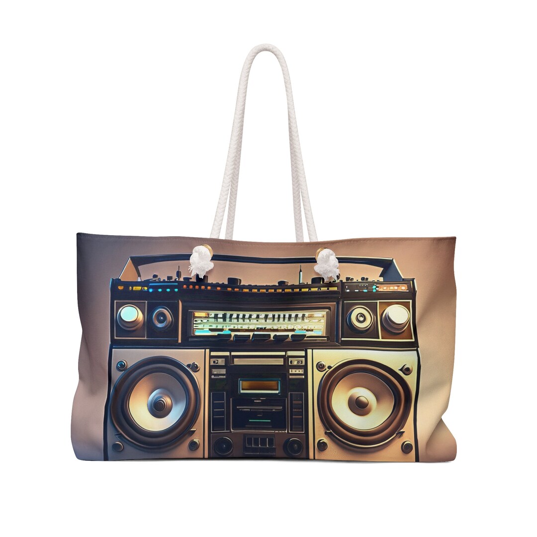 Retro Futuristic Boom Box Hi-fi 80s Nostalgia Oversized Weekender Tote ...