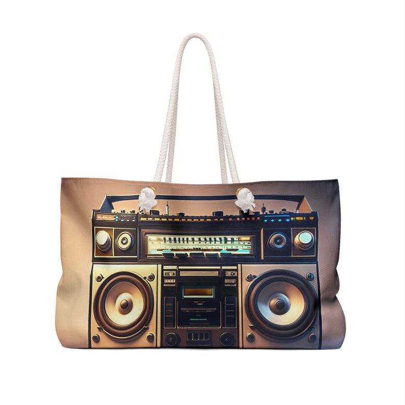 Retro Futuristic Boom Box Hi-fi 80s Nostalgia Oversized Weekender Tote ...