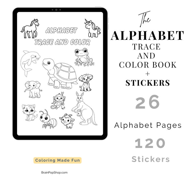 Alphabet Trace and Color Book for Preschoolers With Stickers (PDF) - Etsy