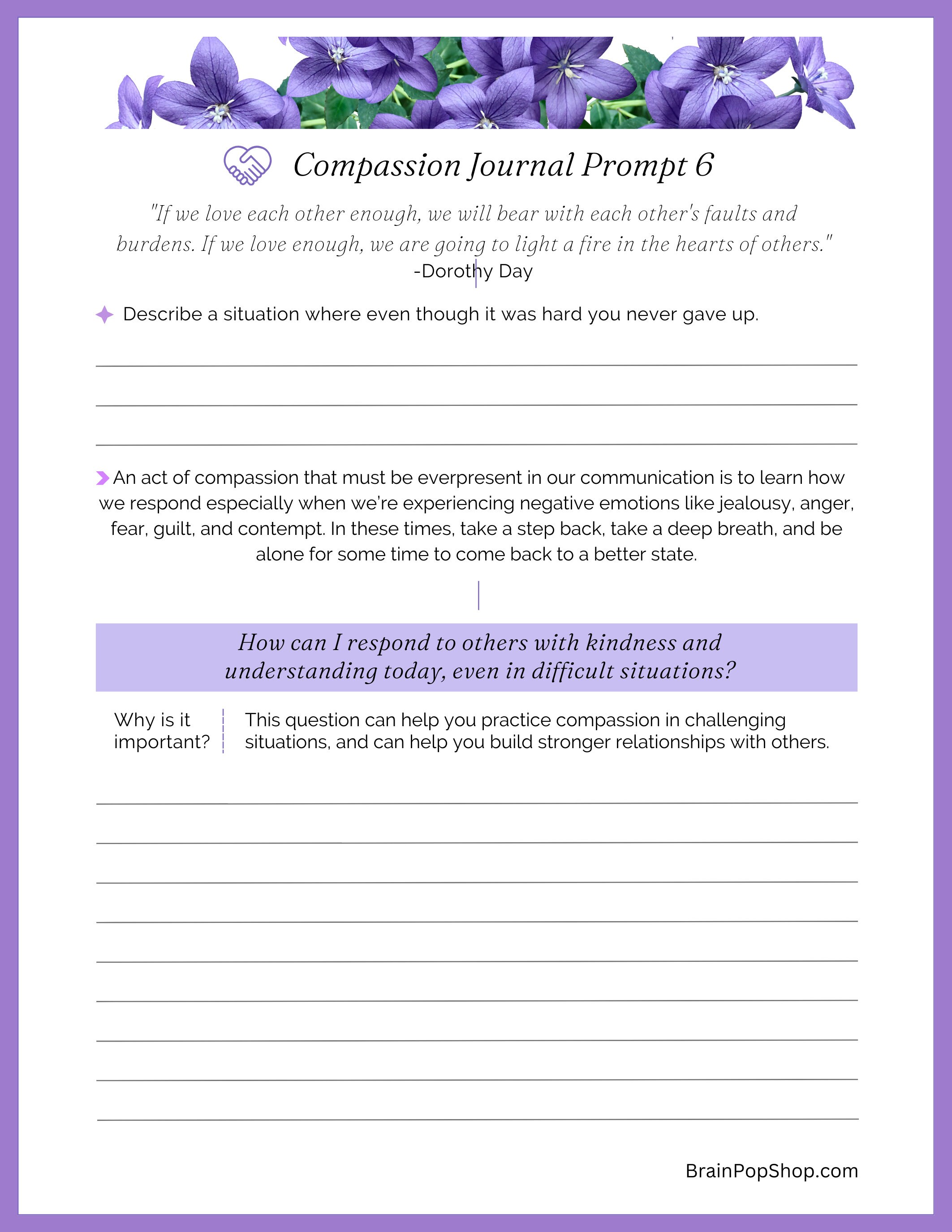Kindness, Compassion & Honesty Journal, Wellness Journal, Self-care ...
