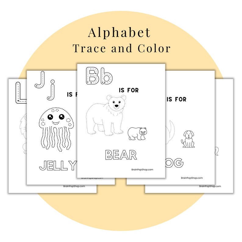 Alphabet Trace and Color Pre-k Coloring Book Alphabet Book Wildlife ...