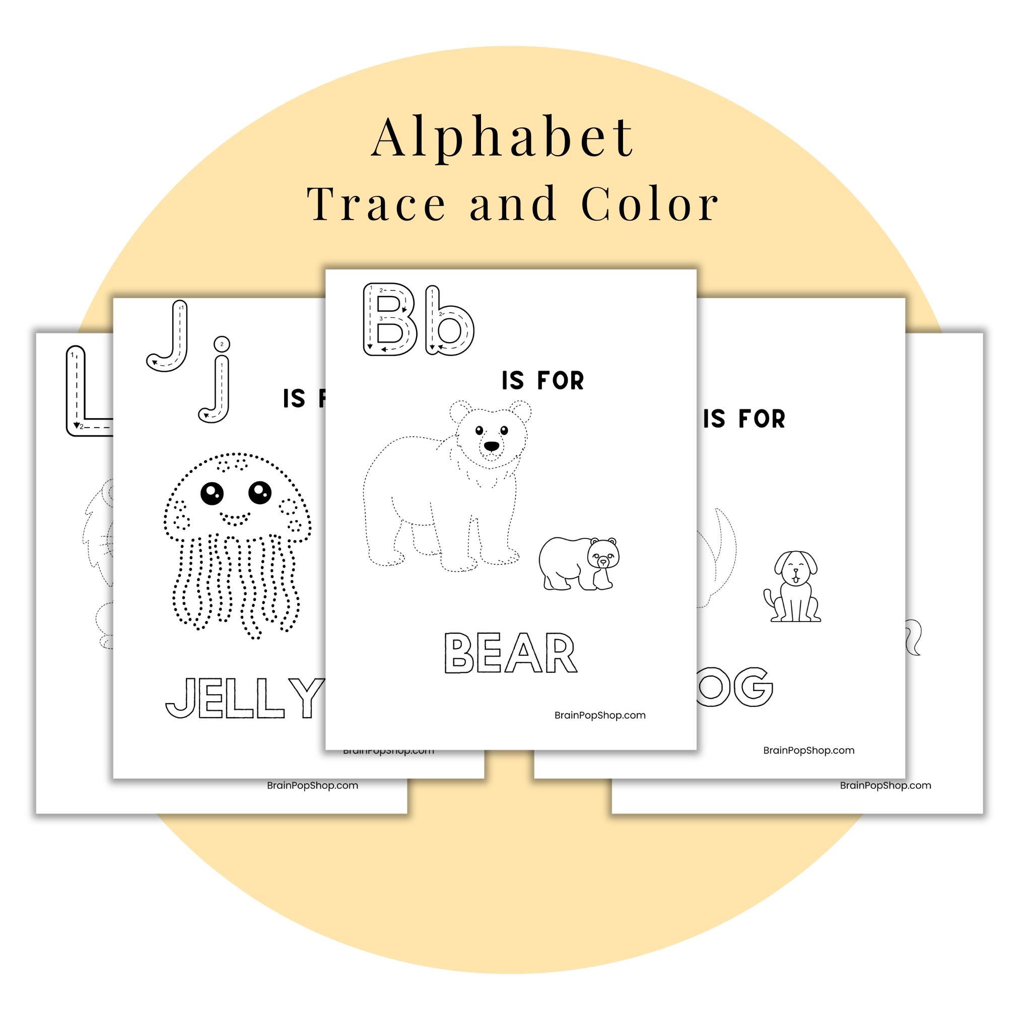 Alphabet Trace and Color Book for Preschoolers With Stickers (PDF) - Etsy
