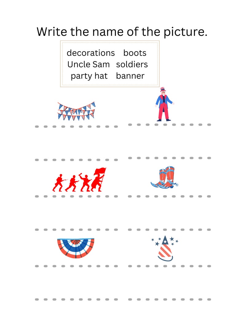 Patriotic School Activities, Patriotic Kindergarten Worksheets, 4th of ...