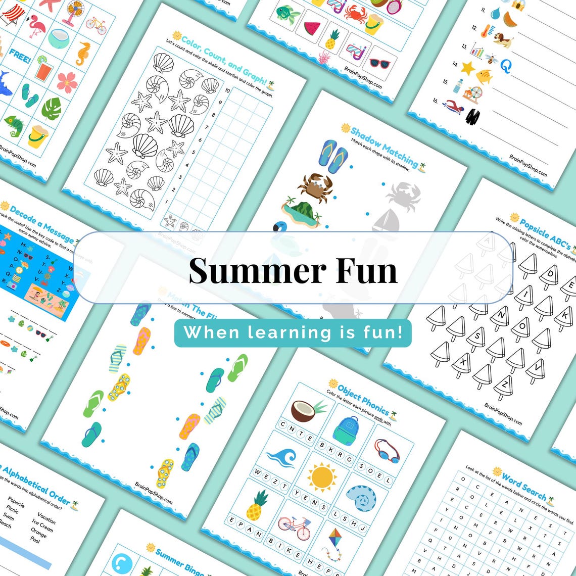 Summer Learning Activity Pack: 55 Fun Elementary Worksheets (printable ...