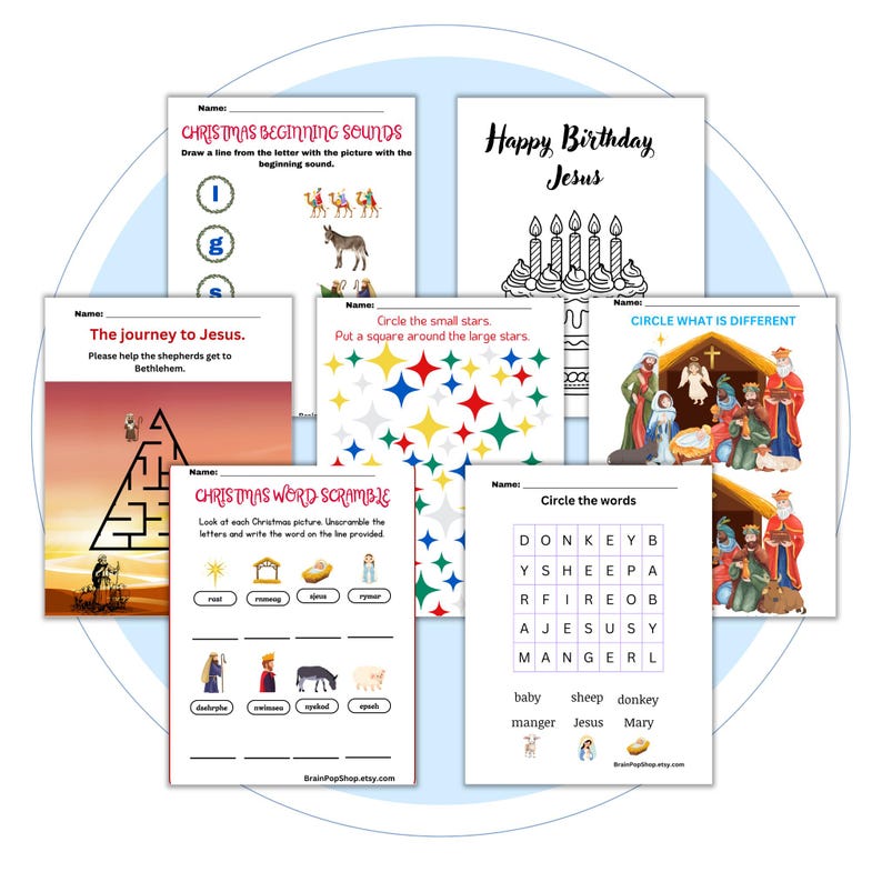 Christian Christmas Activity Pack for Kids – Bible Worksheets, Coloring ...