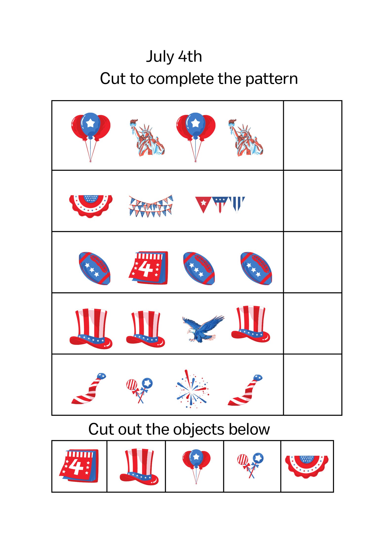 Patriotic School Activities, Patriotic Kindergarten Worksheets, 4th of ...
