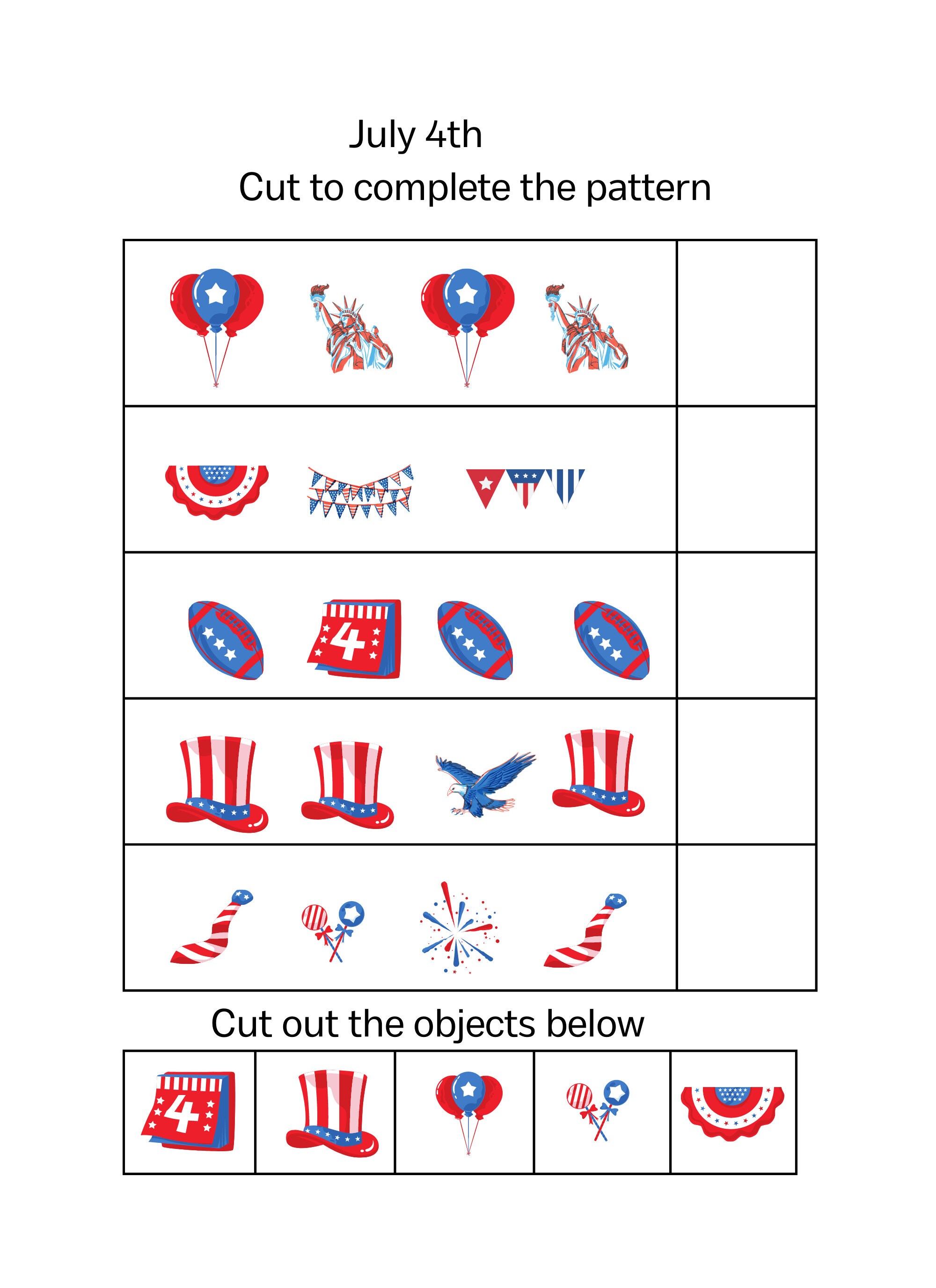 Patriotic School Activities, Patriotic Kindergarten Worksheets, 4th of ...