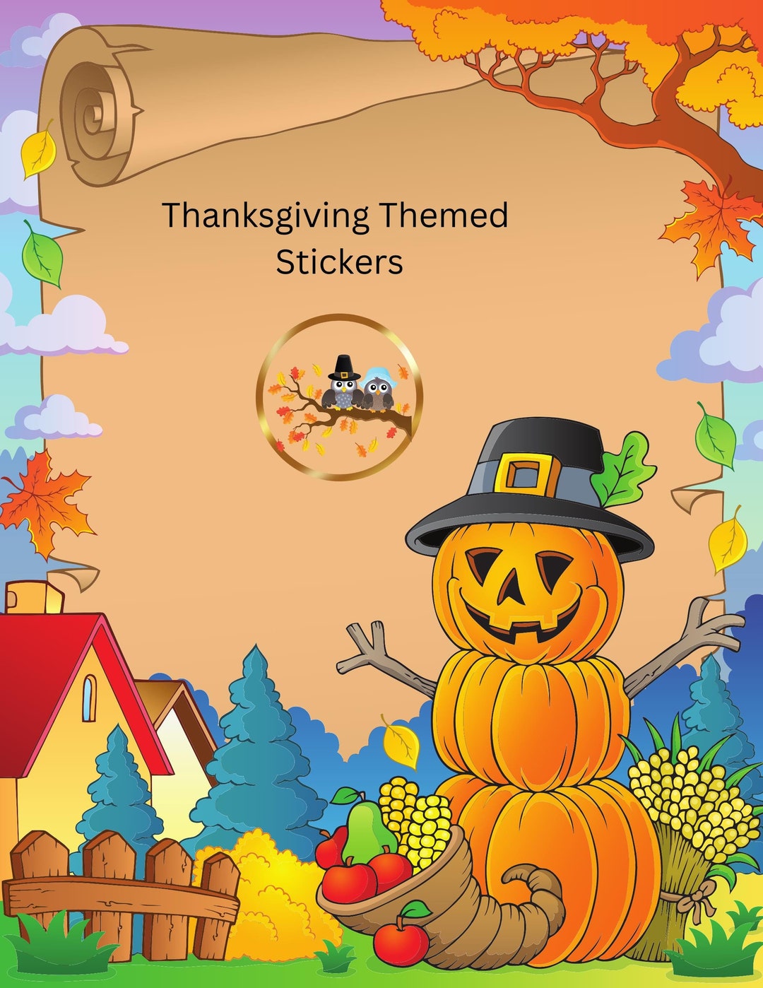 Stickers Thanksgiving Themed Stickers Autumn Colors Fall Themed ...