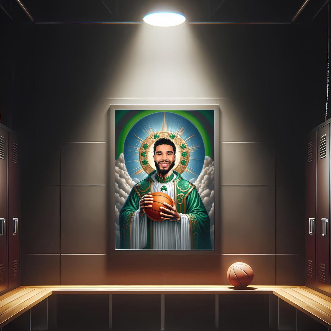 Jayson Tatum Saint Poster, Funny Gift Idea, Celtics Wall Art, NBA Decor ...