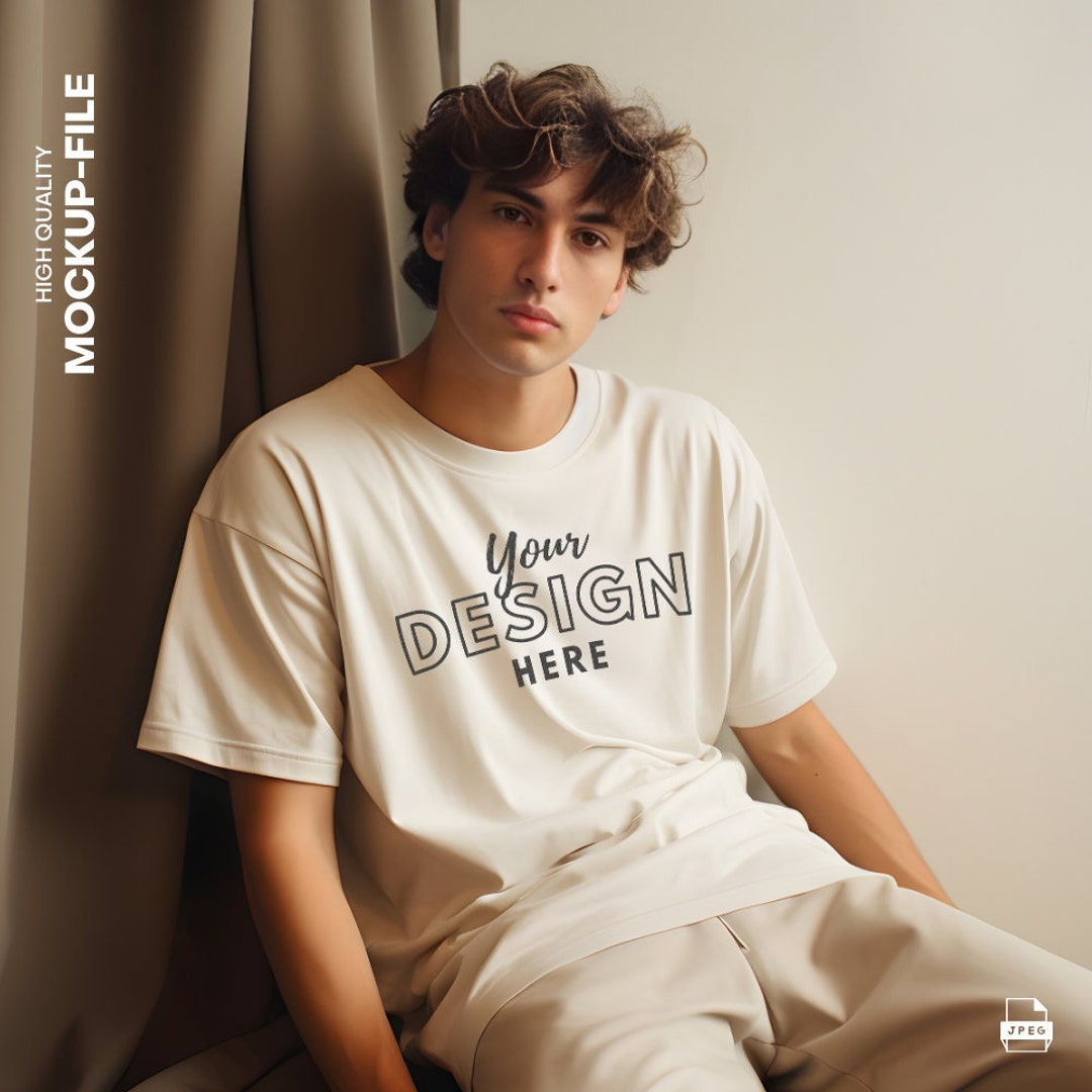 White T-shirt Mockup Male Model / JPEG Mock up Photo - Etsy