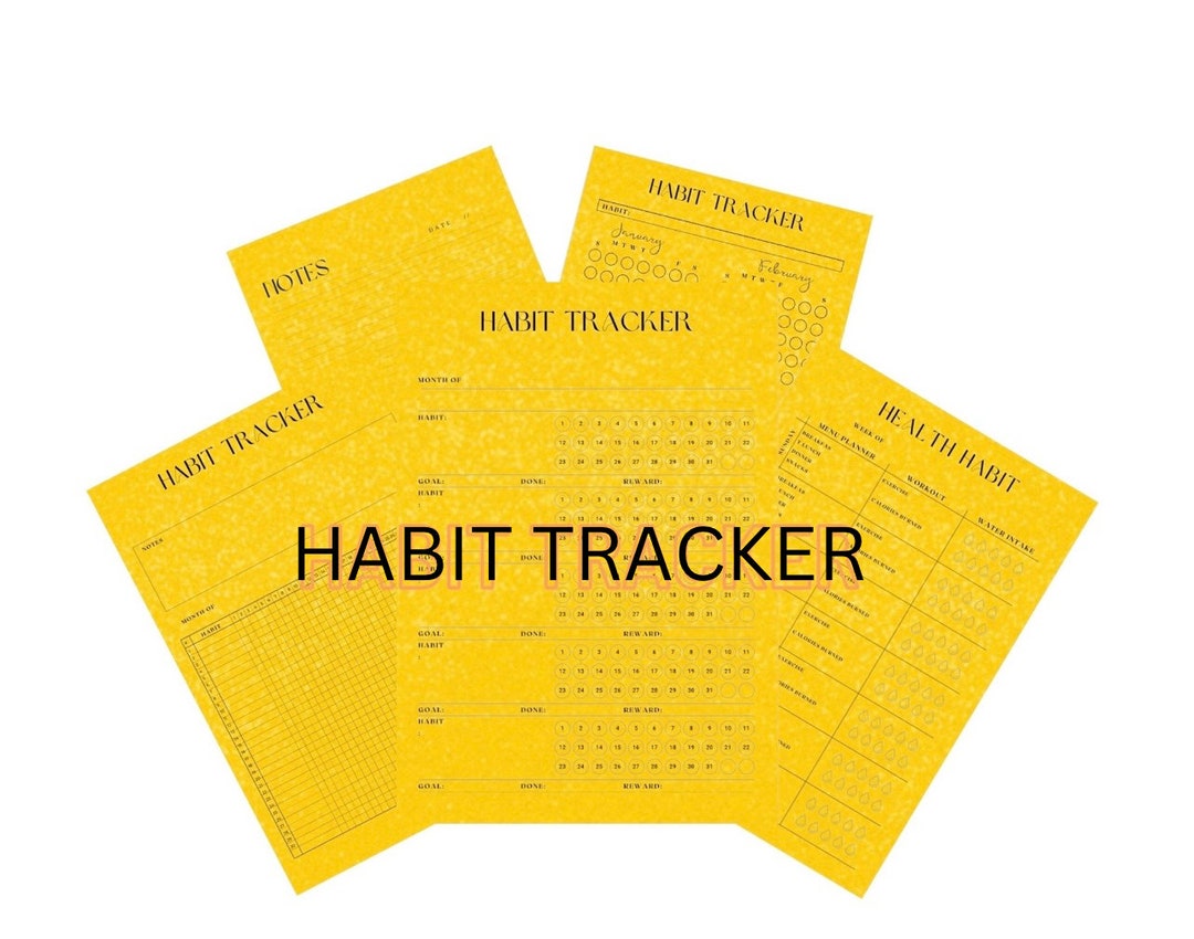 Daily Health Habit Tracker, Colourful Nutrition Log, Exercise and ...