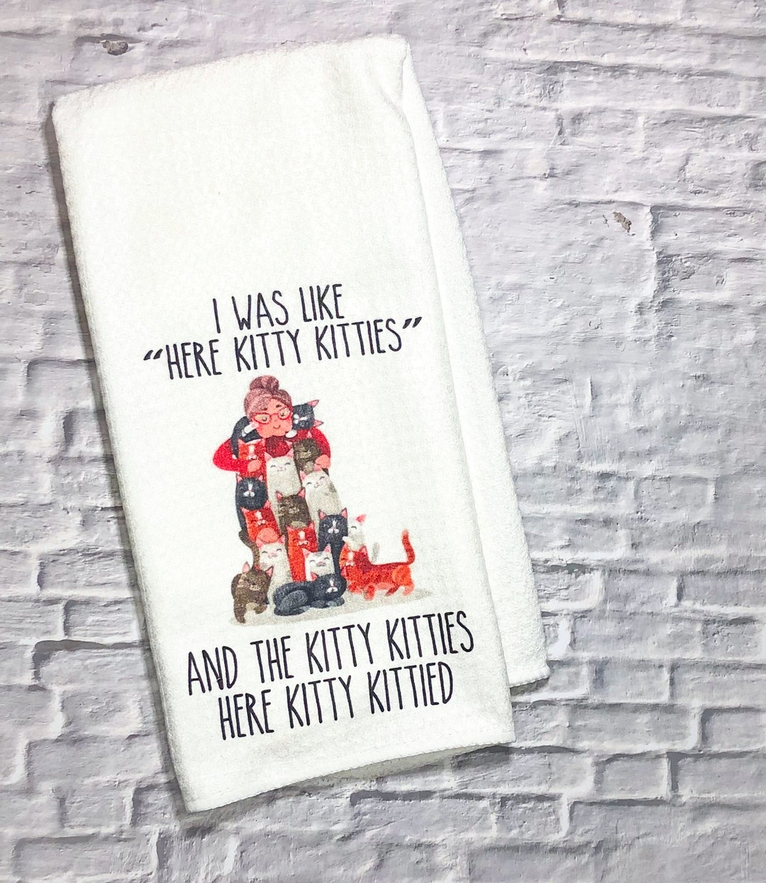 Cat Lover Funny Kitty Hand Towel Kitten Lover Gift Kitchen Towel Cat ...