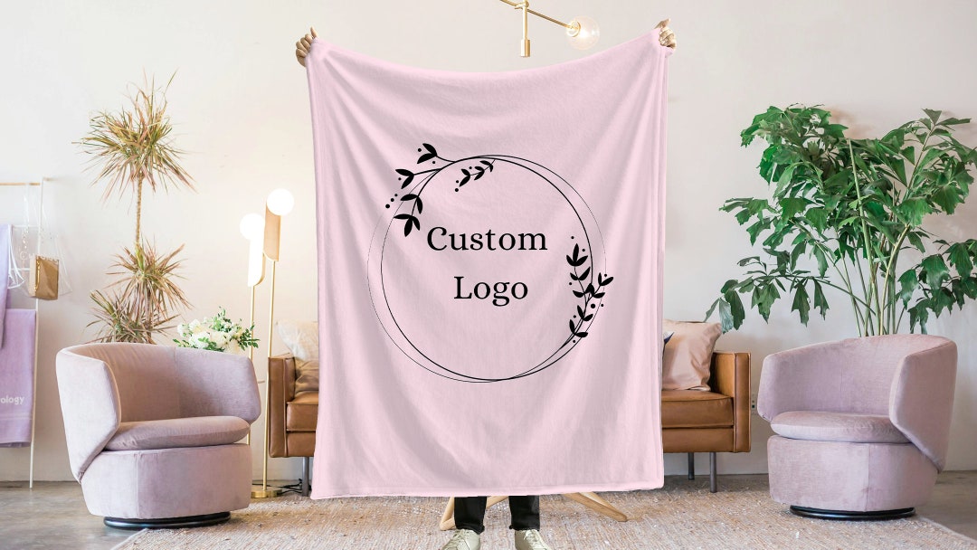Custom Logo Blanket, Custom Business Logo Blanket, Gift for Coworker ...