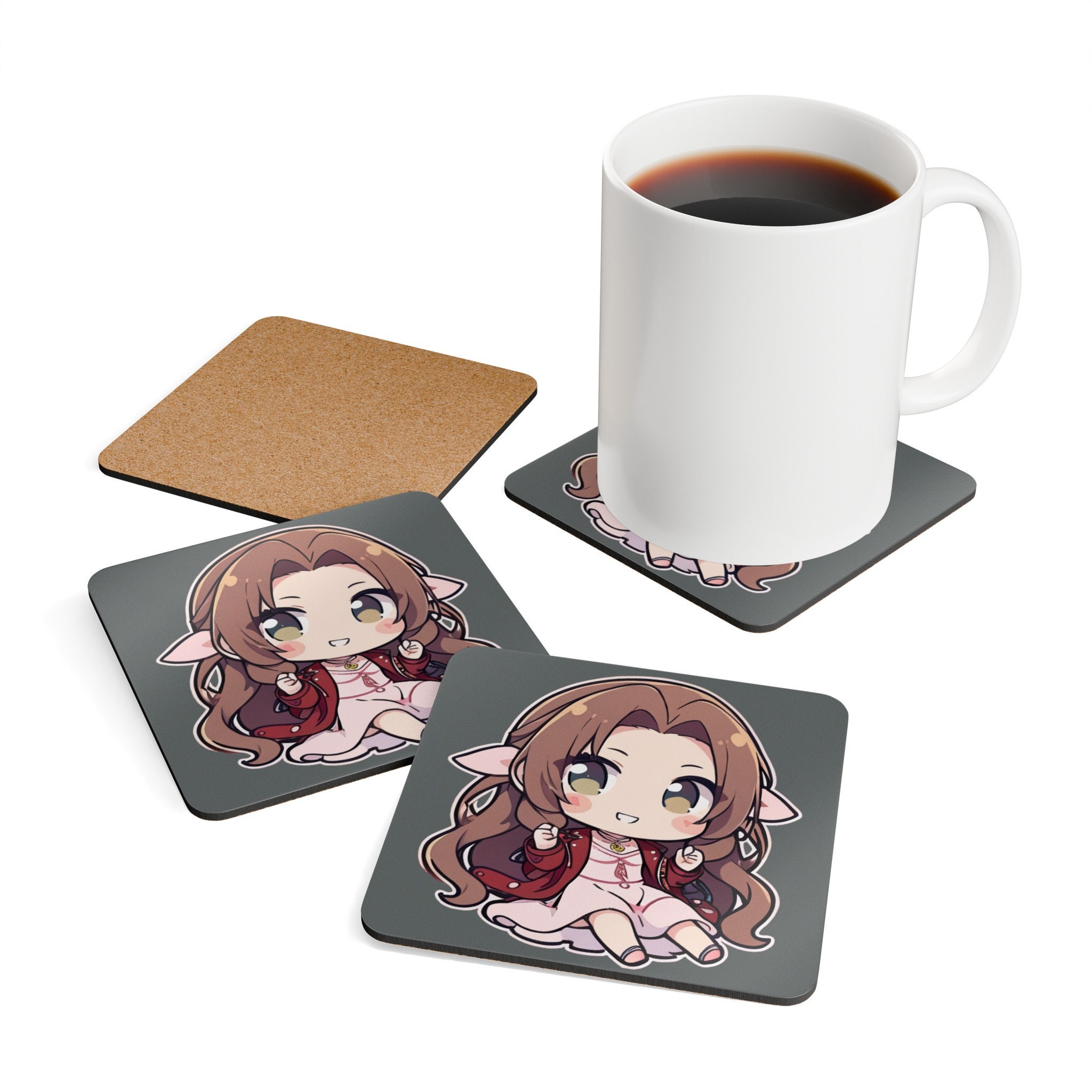 Kawaii Chibi Aerith Coaster Set 4 Count - Etsy