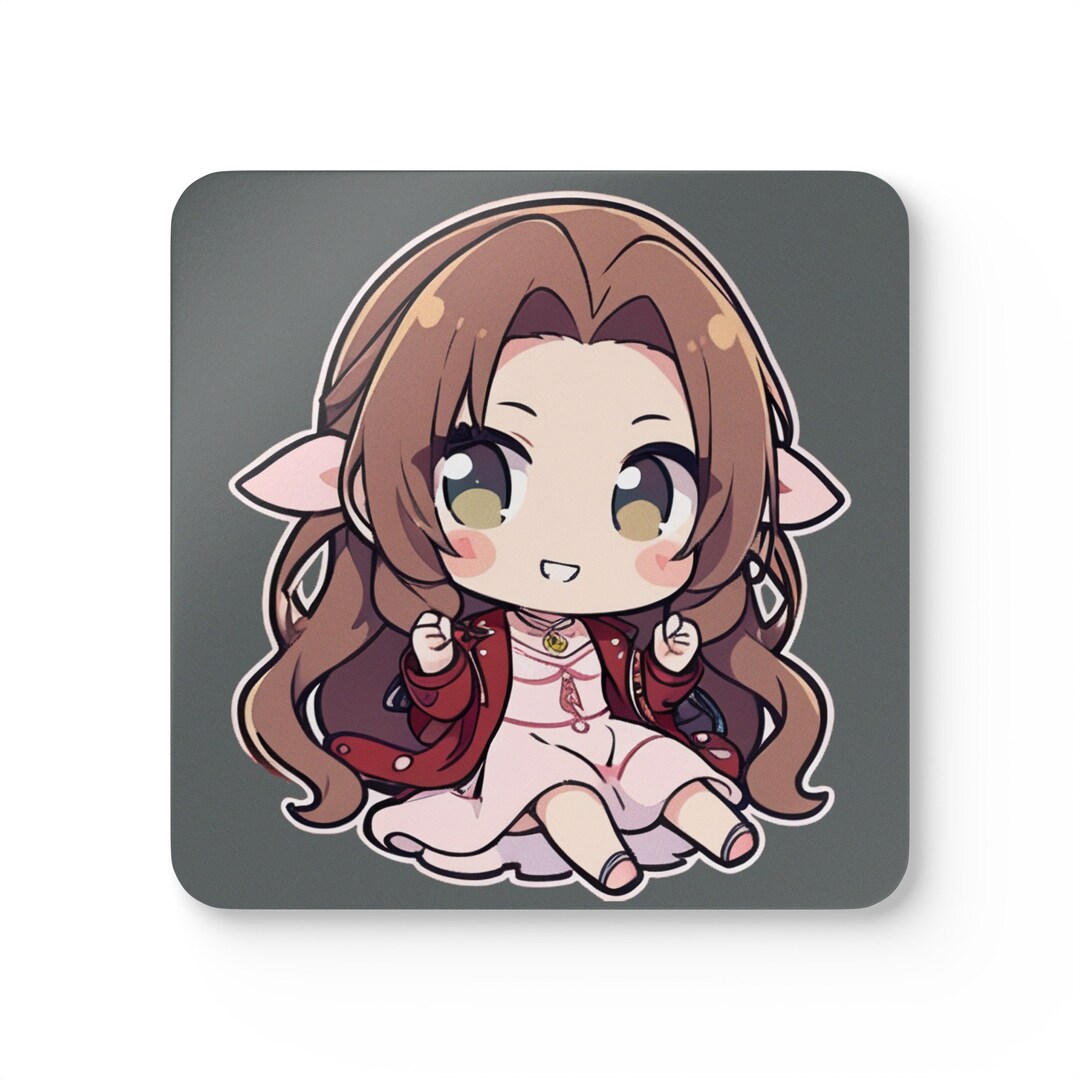 Kawaii Chibi Aerith Coaster Set (4 Count) - Etsy