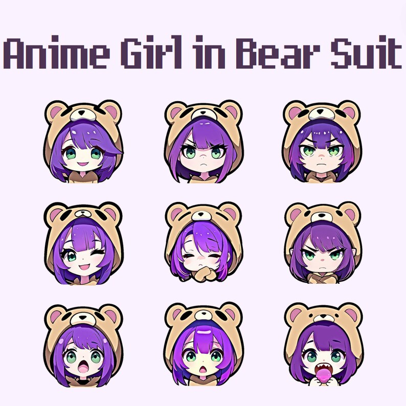 Cute Kawaii Chibi Anime Girl in Bear Suit Hoodie - 18 Twitch/discord ...