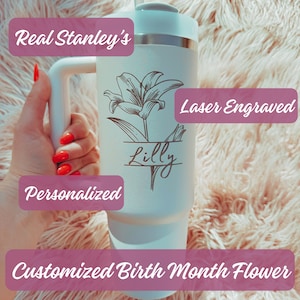 Personalized Birth Flower Stanley Cup With Name, Personalized Birth ...