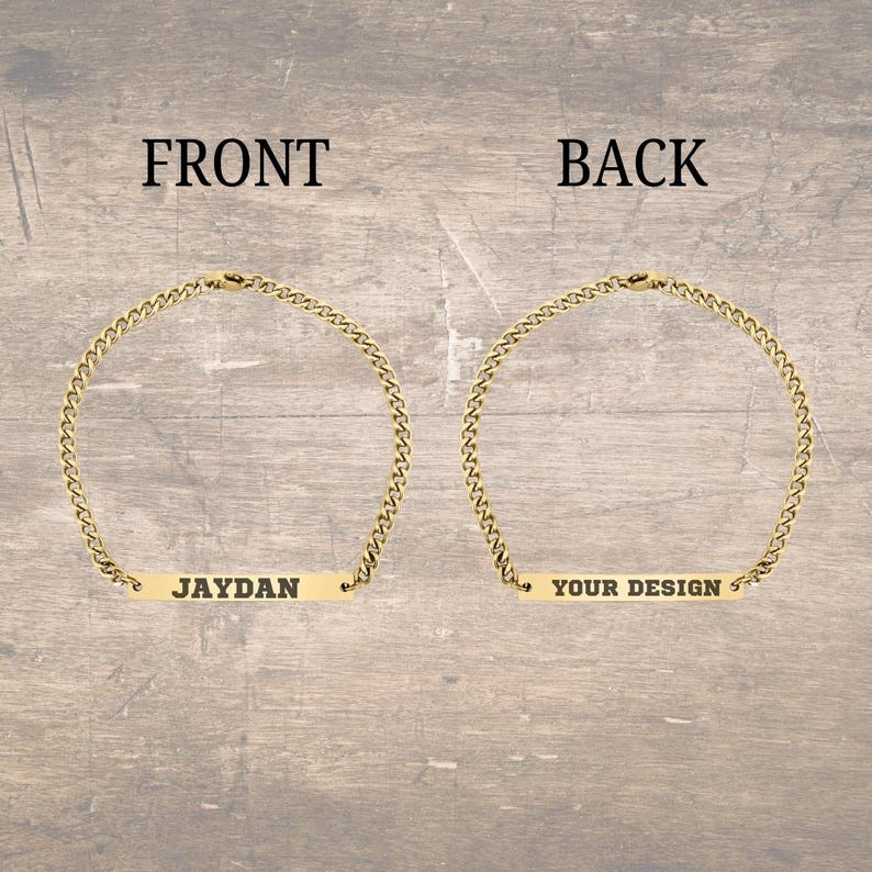 Personalized Men’s Bracelet Engraved Name Bracelet Double Sided Custom ...