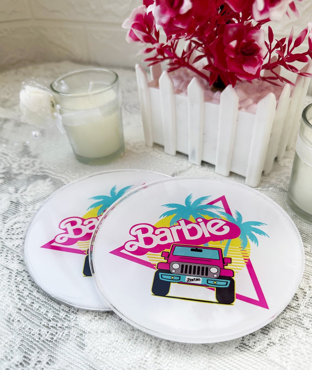 Barbie Party Concept Epoxy Coaster Barbie Party Favors for - Etsy