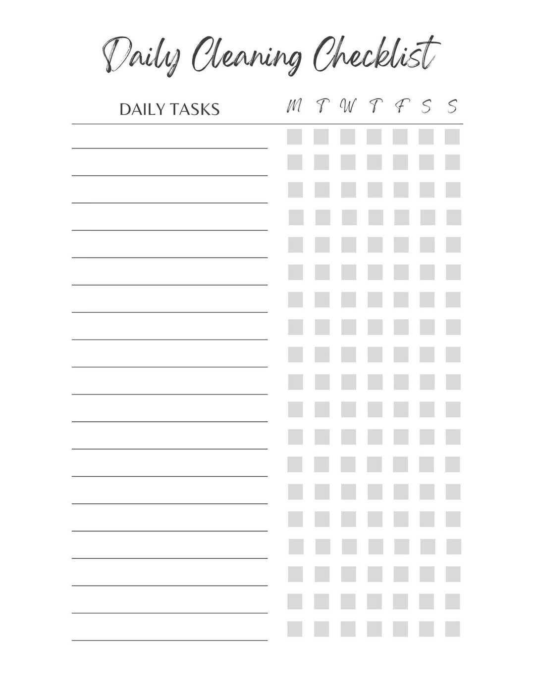 Daily Cleaning Checklist - Etsy