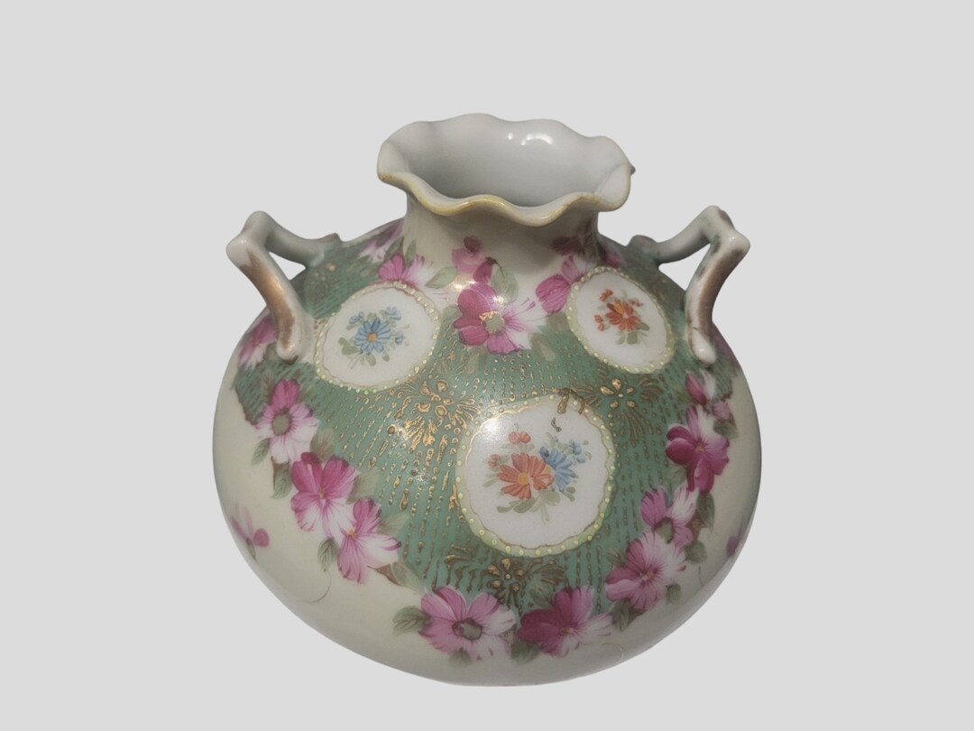 Vintage NPSK 1930s Hand Painted Flower Gold Painted Vase - Etsy