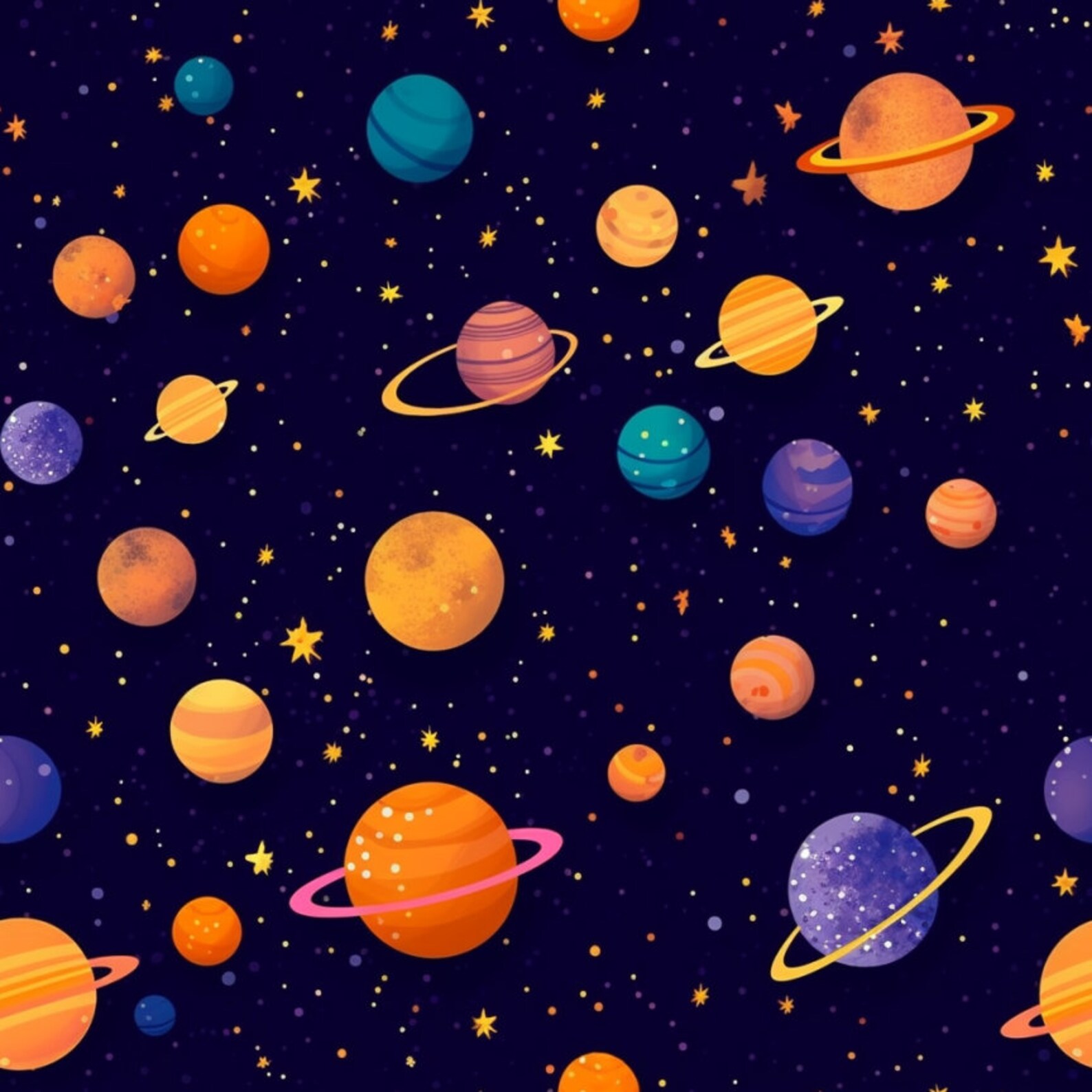 Planets Tile Pattern - Etsy