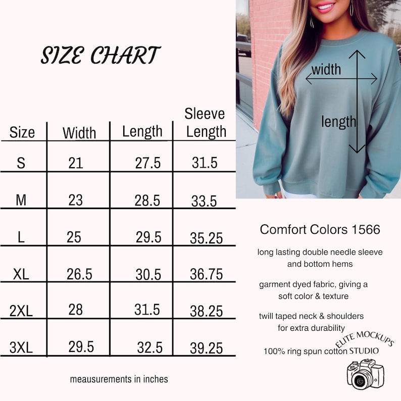 Comfort Colors Size Chart - Comfort Colors 1566 Size Chart - 1566 Size ...