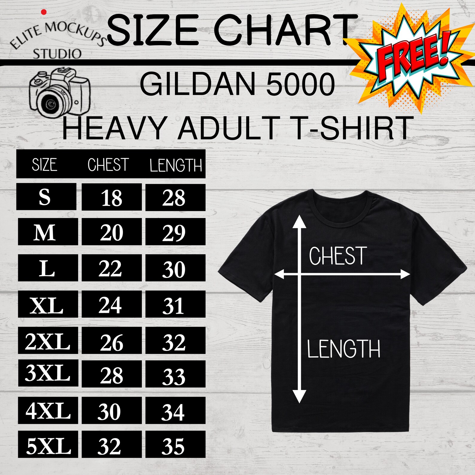 Gildan 5000 Size Chart, GILDAN 5000 Unisex Tshirt Size Chart, 5000 Tee ...