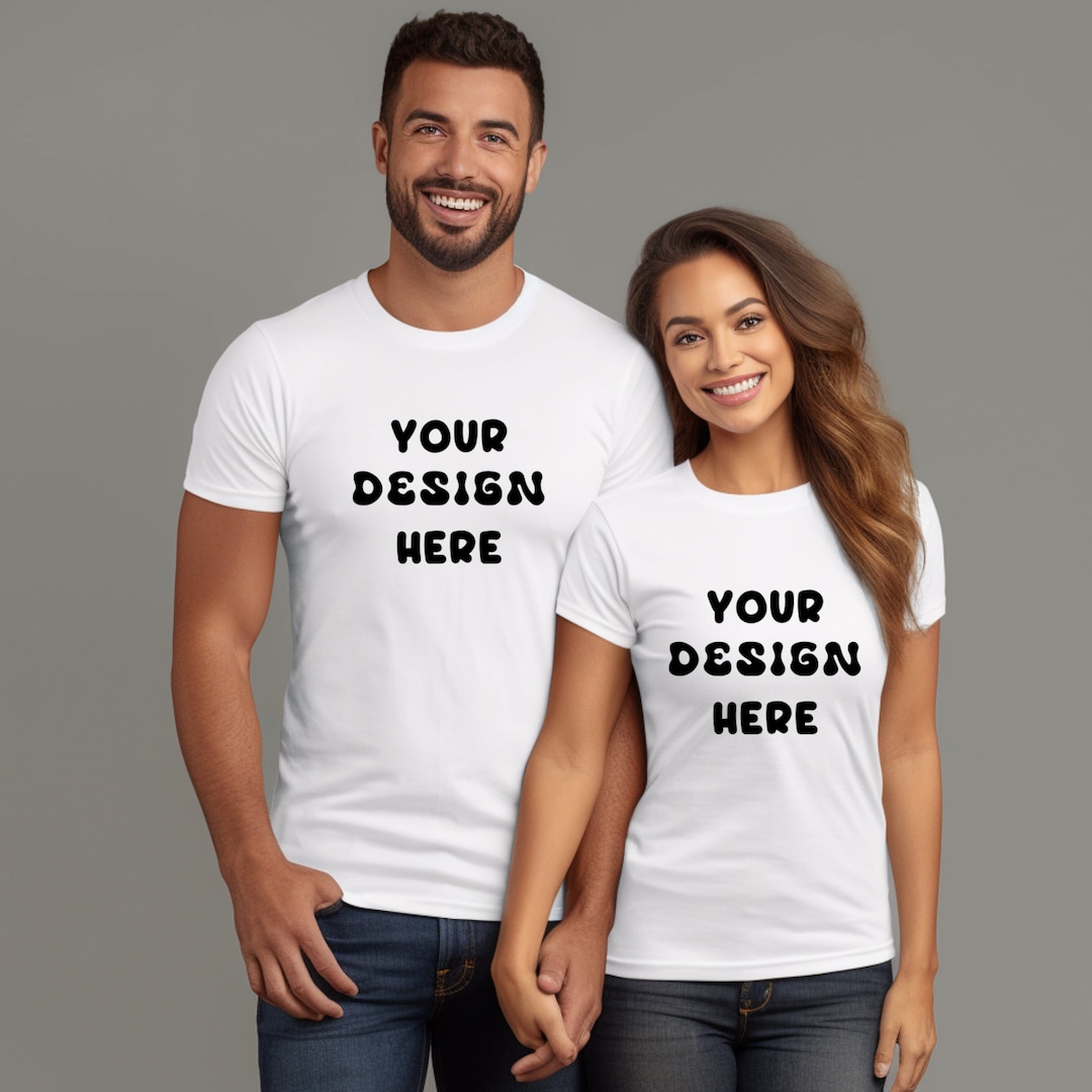 Couple Mockup 3001, Model Mockups Bella Canvas 3001 Couple Mockup White ...