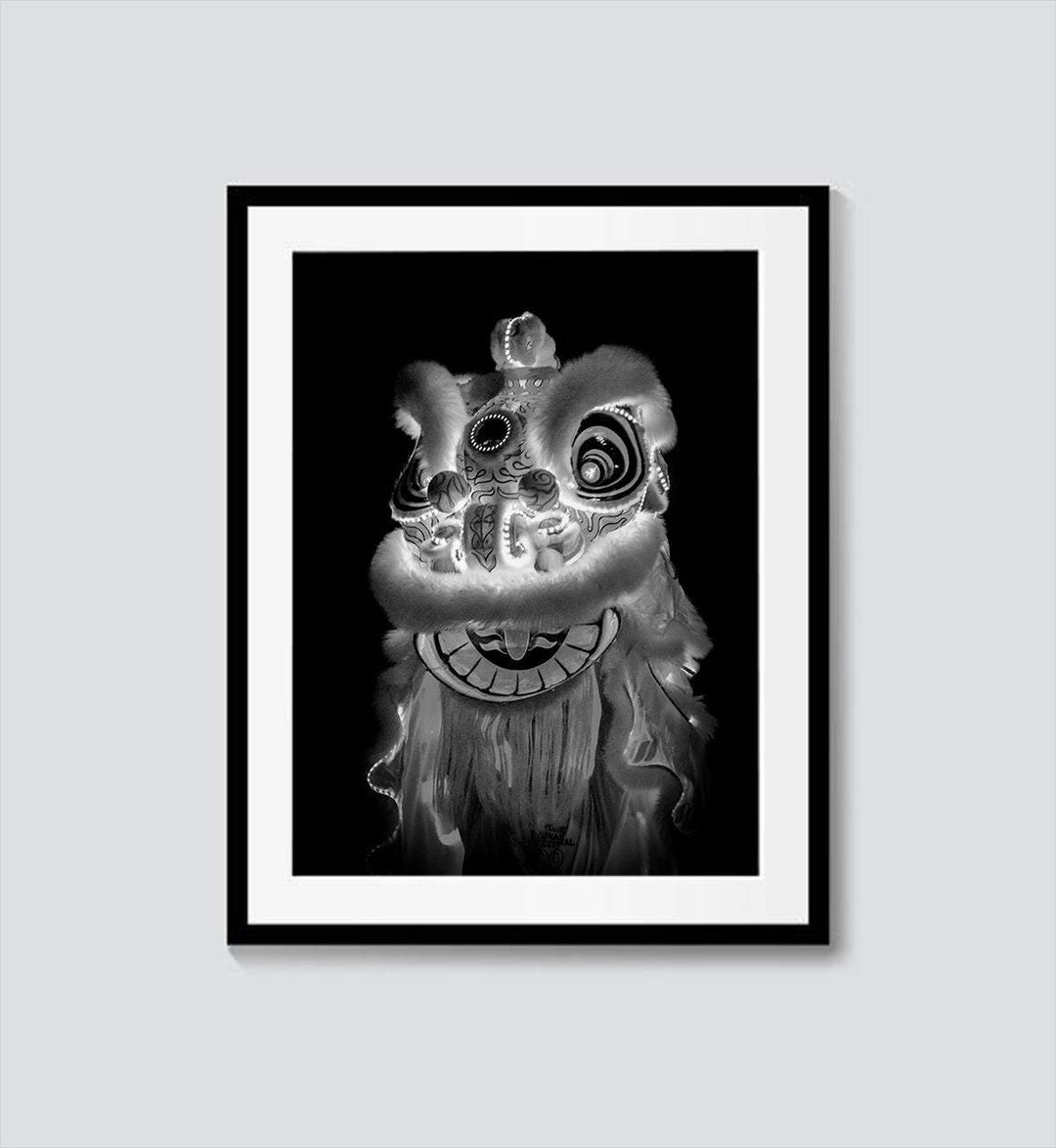 Lunar Festival Dragon Dance Black and White Digital Art Print ...