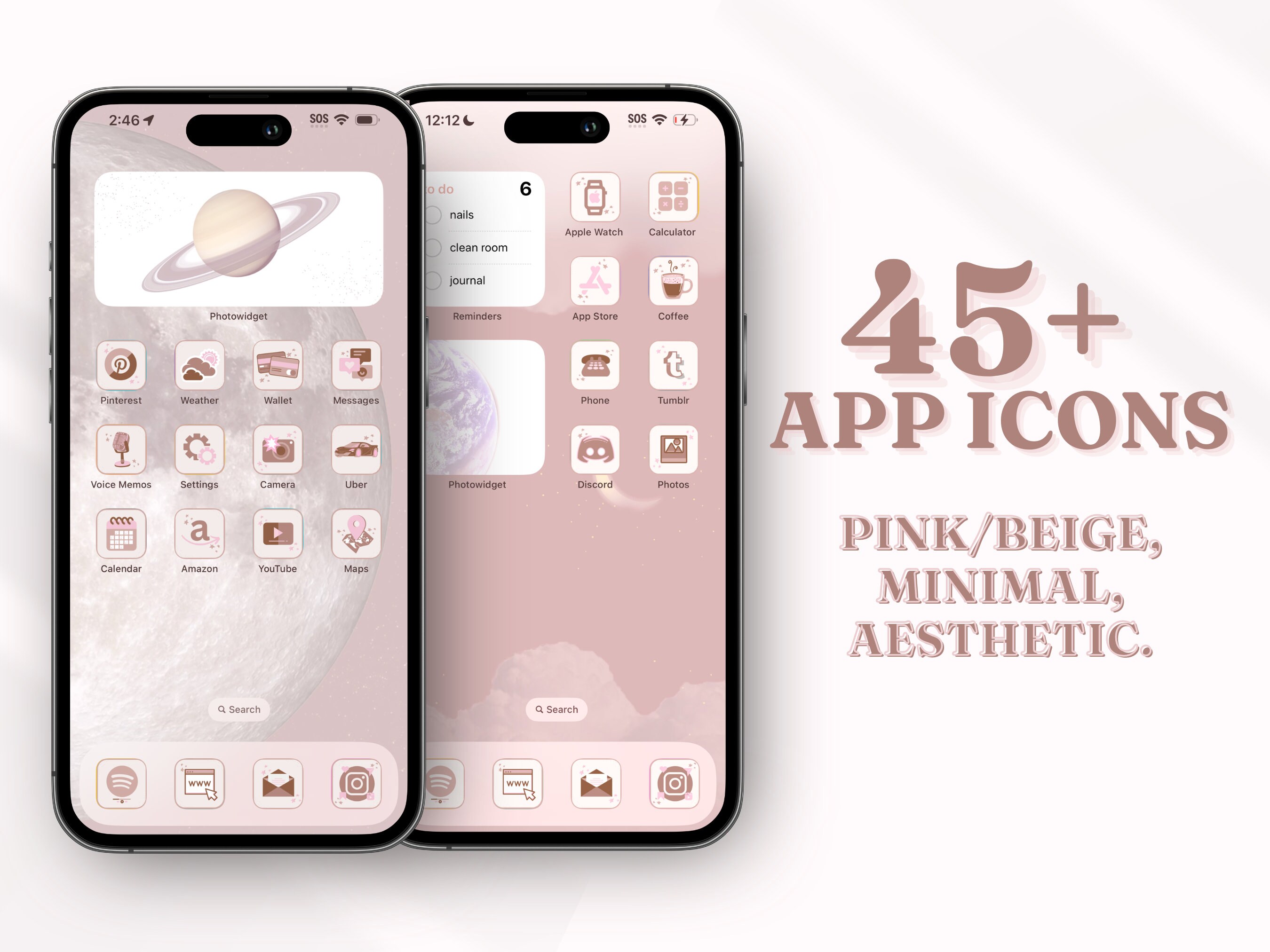 Aesthetic 'day/night' Ios Icon Pack, Minimal Ios Icon Pack, Soft ...