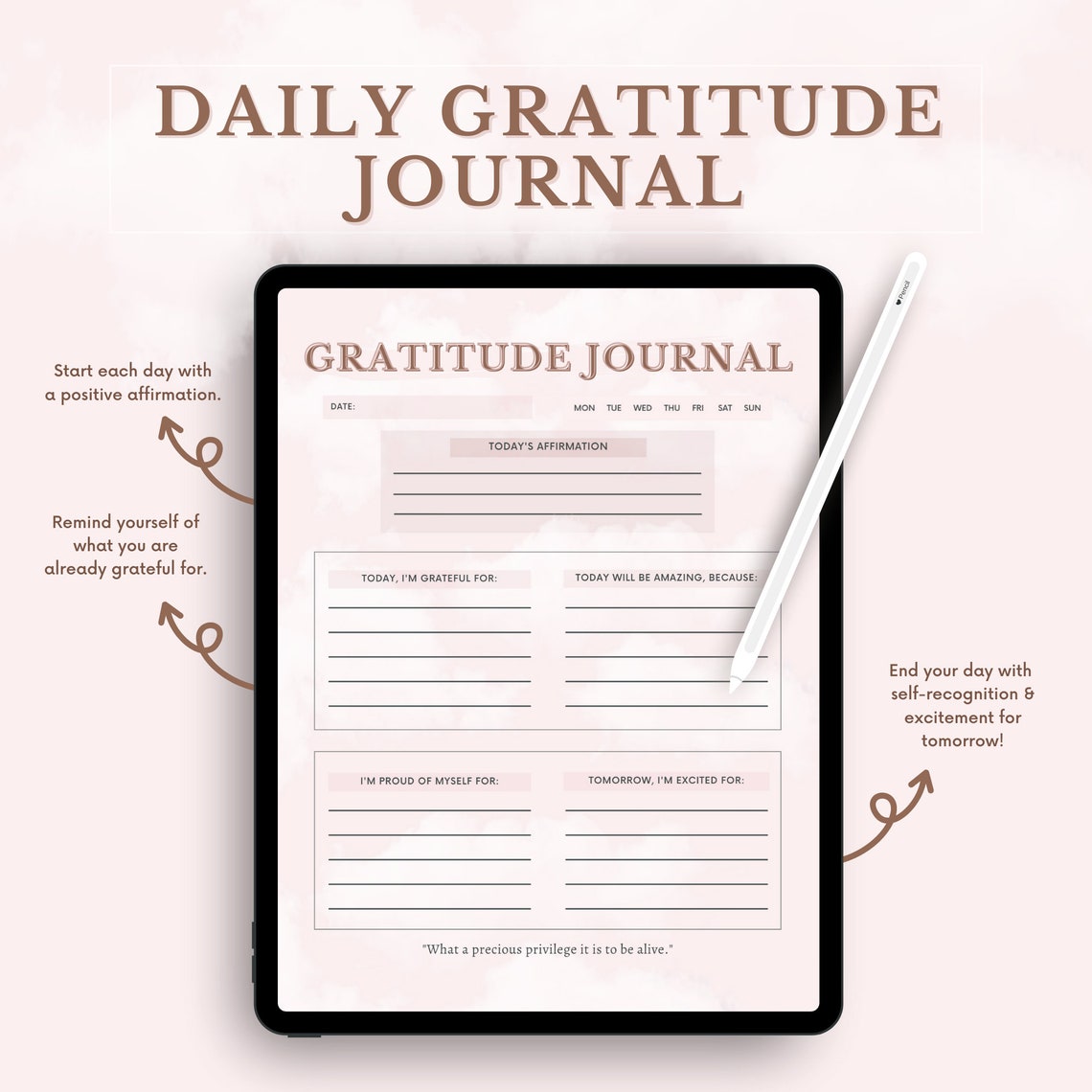 Digital Gratitude Journal, Daily Gratitude Journal for Ipad, Goodnotes ...