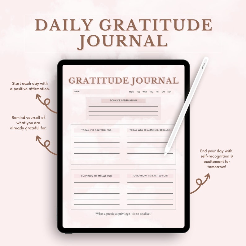 Digital Gratitude Journal Daily Gratitude Journal for Ipad - Etsy Canada