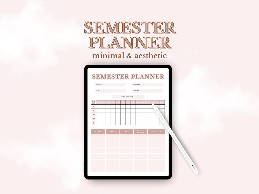 DIGITAL SEMESTER PLANNER Student Planner, College Agenda, College ...