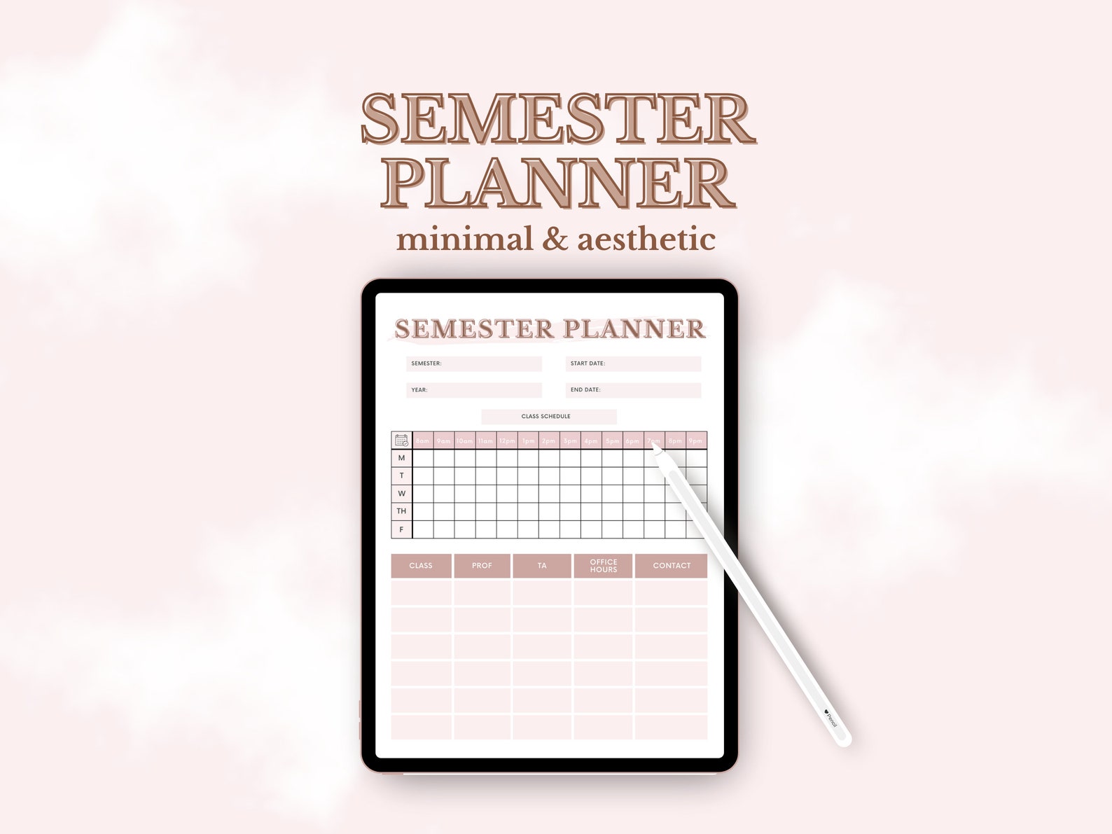 DIGITAL SEMESTER PLANNER Student Planner, College Agenda, College ...