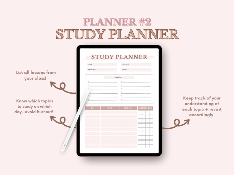 EXAM/STUDY PLANNERS | Digital Student Planner, College Academic Agenda ...