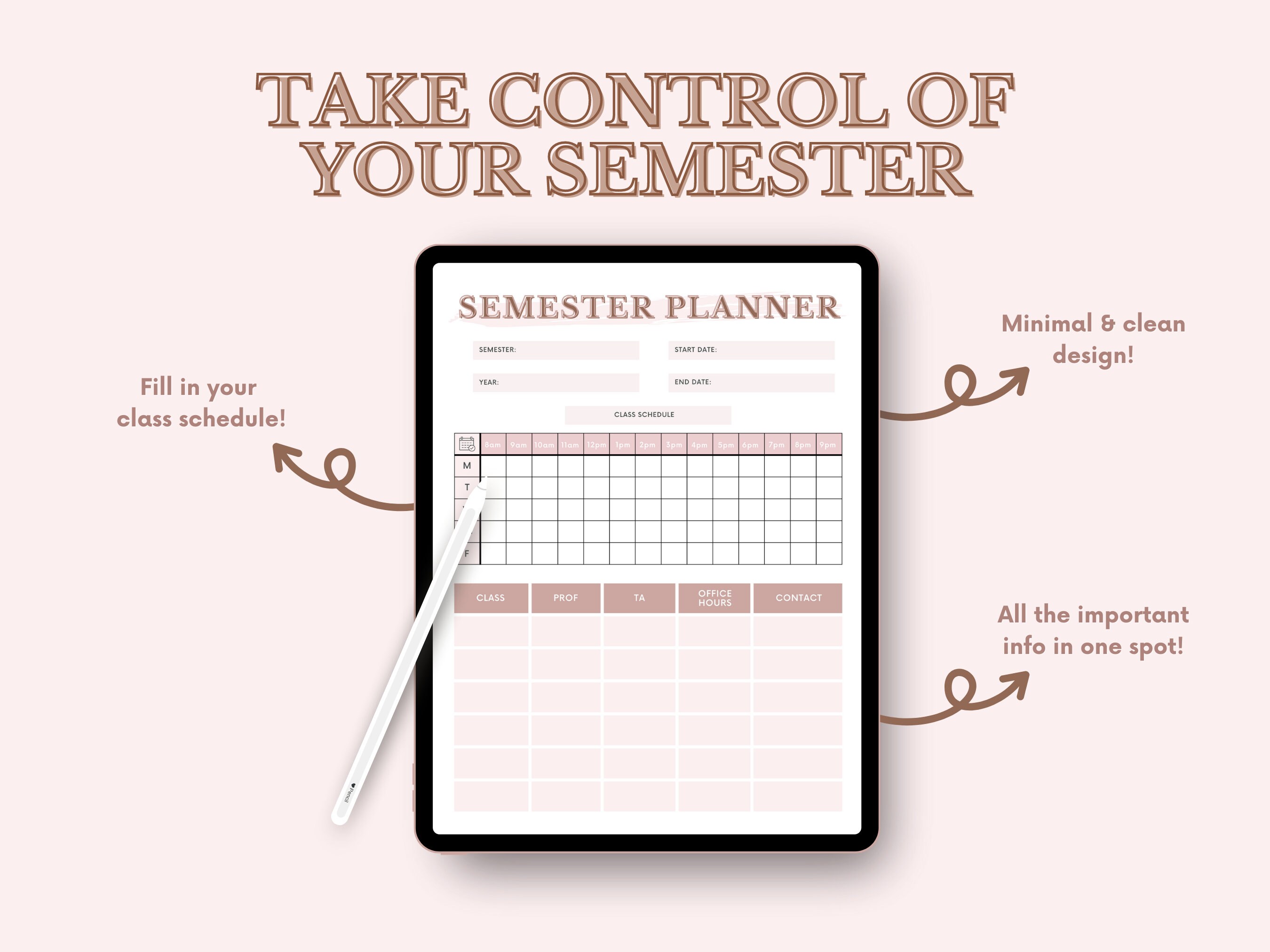 DIGITAL SEMESTER PLANNER Student Planner, College Agenda, College ...