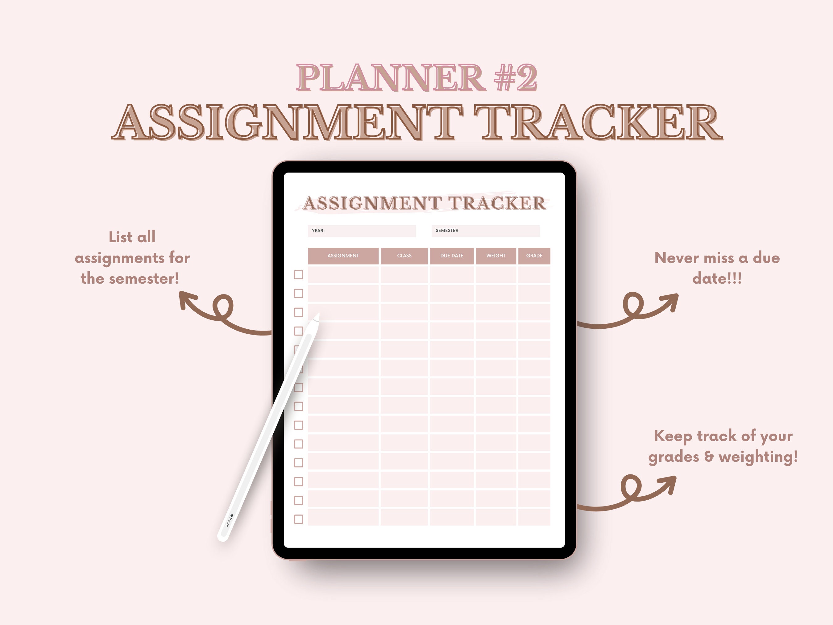 ASSIGNMENT PLANNER SET| Student Digital Planner, College Agenda ...